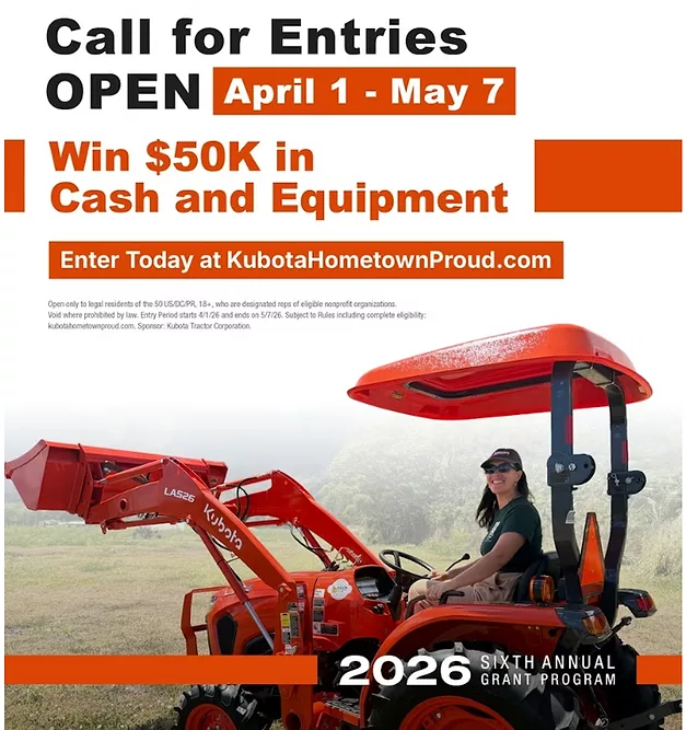 Kubota Accepting Applications for its Hometown Proud Grant